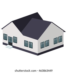 Flat Design Big House Icon Vector Stock Vector (Royalty Free) 463863449 ...