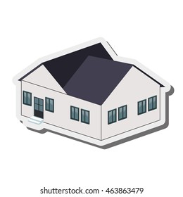 Flat Design Big House Icon Vector Stock Vector (Royalty Free) 463863479 ...