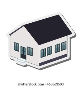 Flat Design Big House Icon Vector Stock Vector (Royalty Free) 463863503 ...