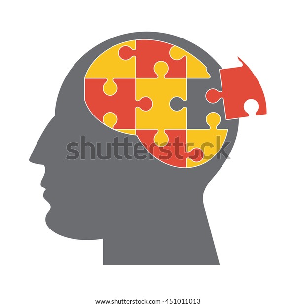 Flat Design Brain Puzzle Pieces Icon Stock Vector (Royalty Free) 451011013