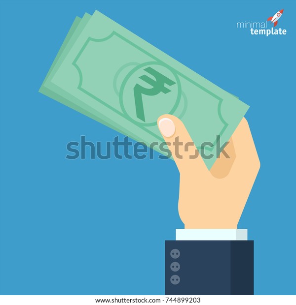 Flat Design Businessman Paying Hand Holding Stock Vector (Royalty Free ...