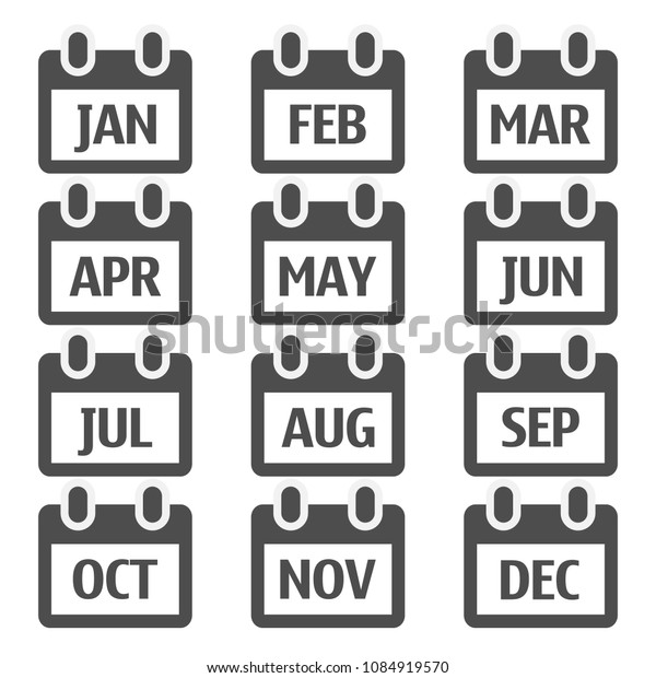 Flat Design Calendar Month Icon Set Stock Vector (Royalty Free ...