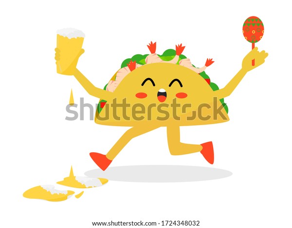 Flat Design Cartoon Character Taco Holding Stock Vector (Royalty Free ...
