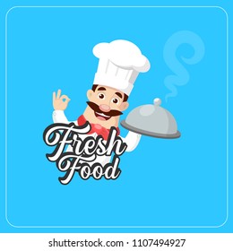 Flat Design Chef Fresh Food Vector Stock Vector (Royalty Free ...