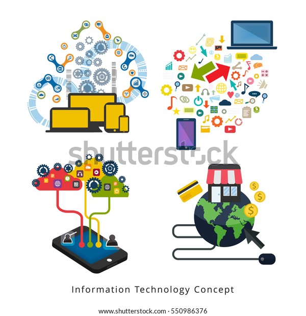 Flat Design Communication Concept White Background Stock Vector ...