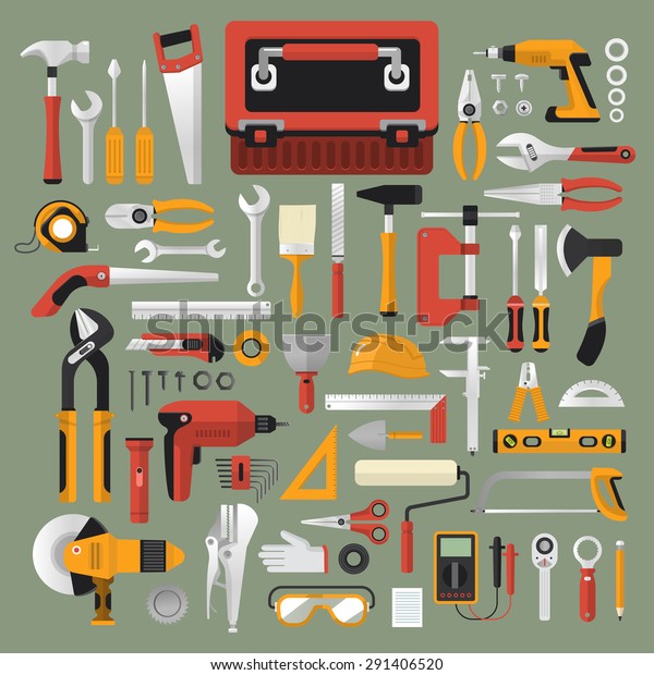 Flat Design Concept Hand Work Tools Stock Vector (Royalty Free ...