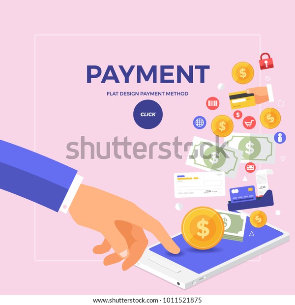 Flat Design Concept Payment Hand Click Stock Vector (Royalty Free ...