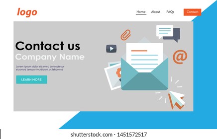 Flat Design Contact Us Page Website Stock Vector (Royalty Free ...