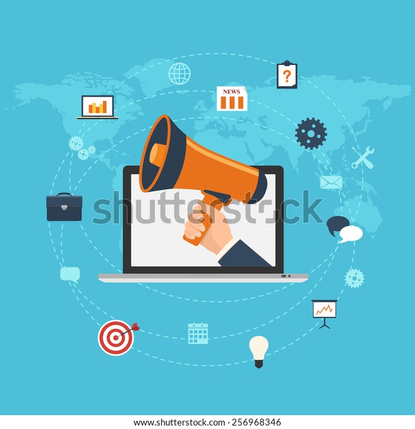 Flat Design Digital Marketing Concept Hand Stock Vector (Royalty Free ...