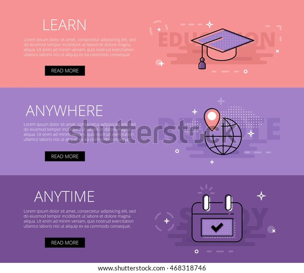 Flat Design Electronic Education Banners Template Stock Vector (Royalty ...