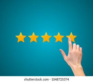 Flat Design Hand Star Rating Evaluation Stock Vector (Royalty Free ...