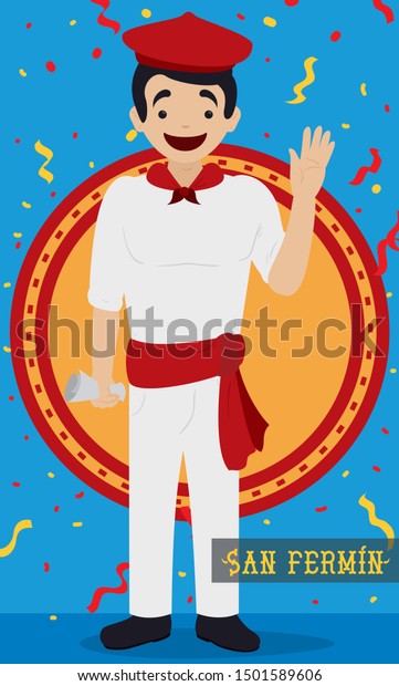 Flat Design Happy Spaniard Man Wearing Stock Vector (Royalty Free ...