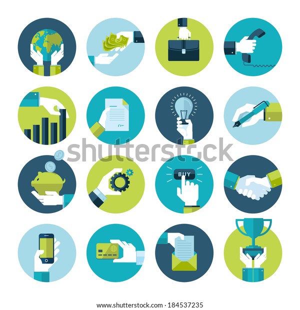 Flat Design Icons Collection Hand Using Stock Vector (Royalty Free ...