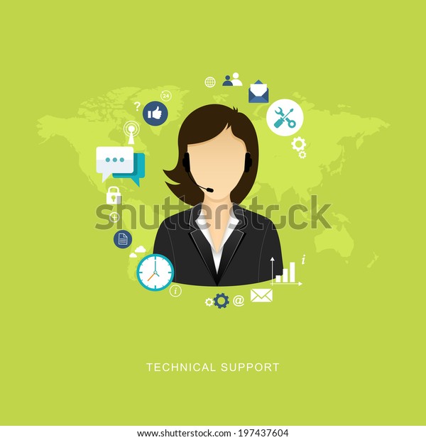 Flat Design Illustration Icons Technical Support Stock Vector (Royalty ...