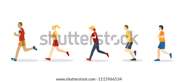 Flat Design Illustration People Running Stock Vector (Royalty Free ...