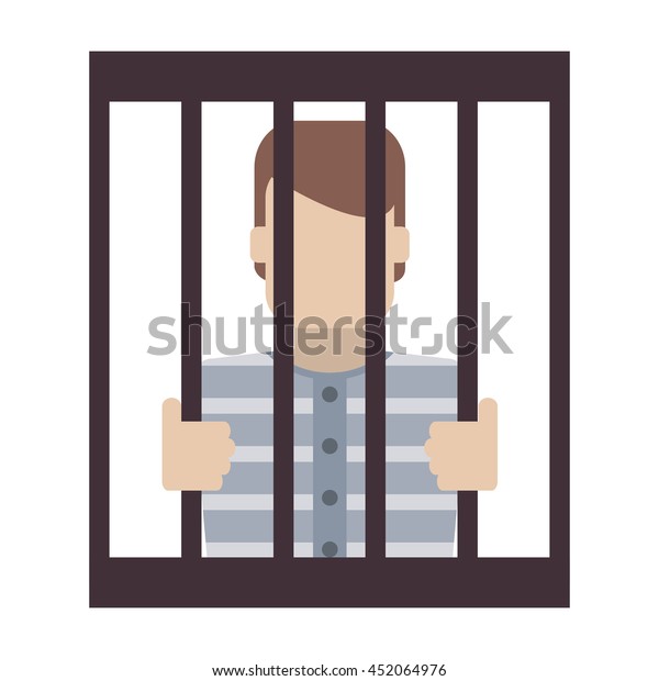 Flat Design Jail Inmate Behind Bars Stock Vector (Royalty Free) 452064976