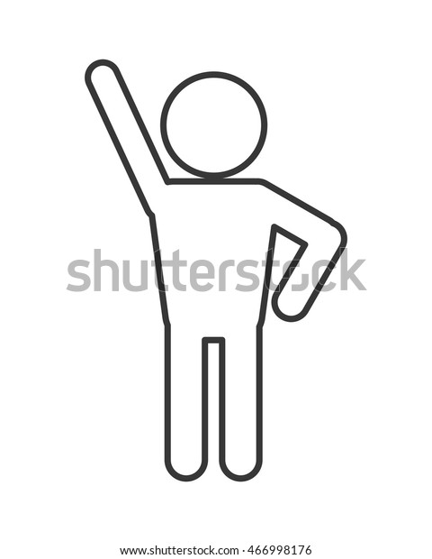 Flat Design Man Pictogram Raising Hand Stock Vector (Royalty Free ...