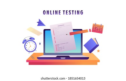 Flat Design Online Testing Illustration Concept Stock Vector (Royalty ...