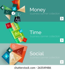 Flat Design Paper Infographic Banner Set Stock Vector (Royalty Free ...