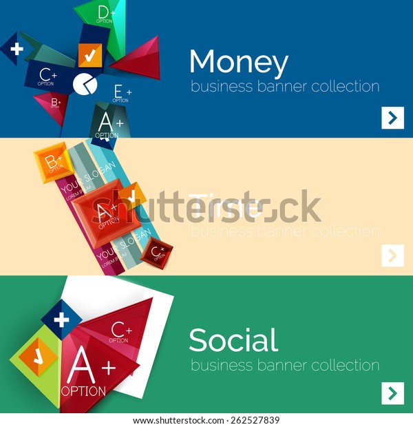 Flat Design Paper Infographic Banner Set Stock Vector (Royalty Free ...