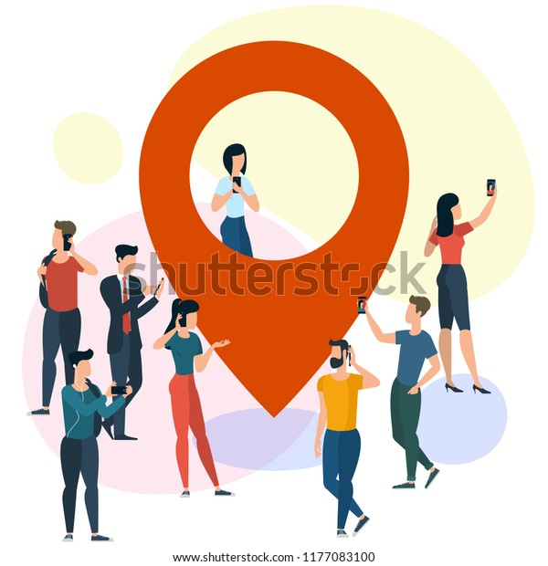 Flat Design People Location Gps Map Stock Vector (Royalty Free ...