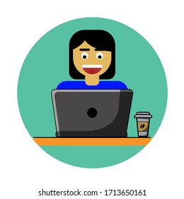 Man Working On Laptop Cartoon Vector Stock Vector (Royalty Free) 1821957929