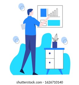 Flat Design Presentation People Illustration Graph Stock Vector ...
