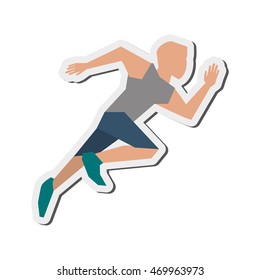 Flat Design Running Man Icon Vector: vector de stock (libre de regalías ...