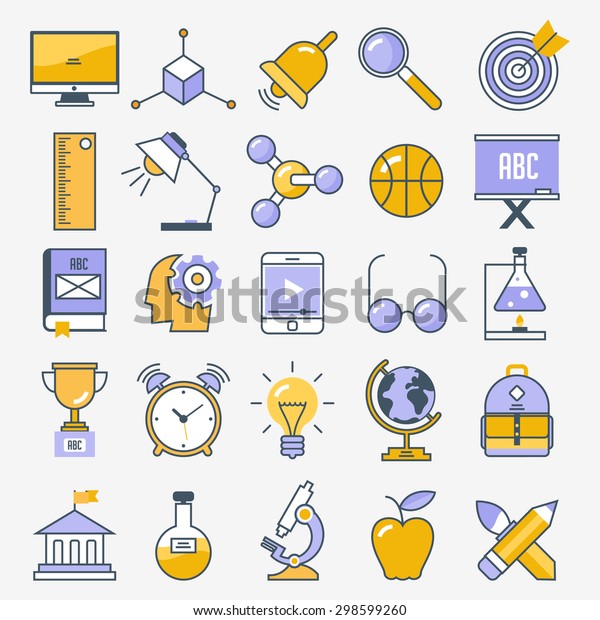Flat Design School Education Icon Set Stock Vector (Royalty Free) 298599260 | Shutterstock