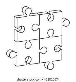 Flat Design Square Puzzle Pieces Icon Stock Vector (Royalty Free ...