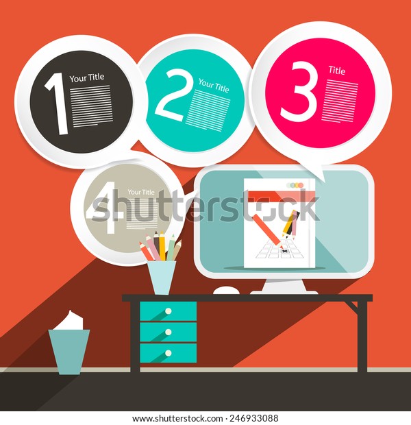 Flat Design Ui Office Infographics Vector Stock Vector (Royalty Free ...