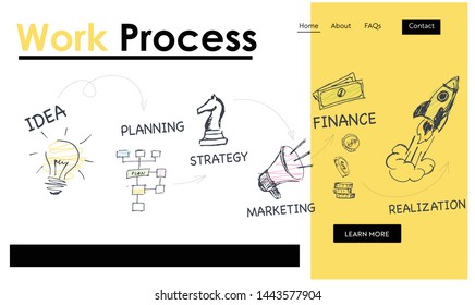 Flat Design Work Work Process Landing Stock Vector (Royalty Free ...
