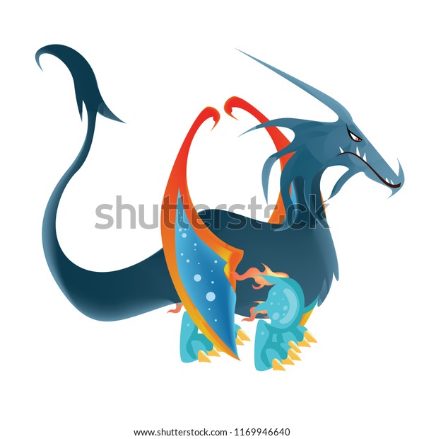 Flat Digital Render Color Fantasy Dragon: เวกเตอร์สต็อก (ปลอดค่า ...