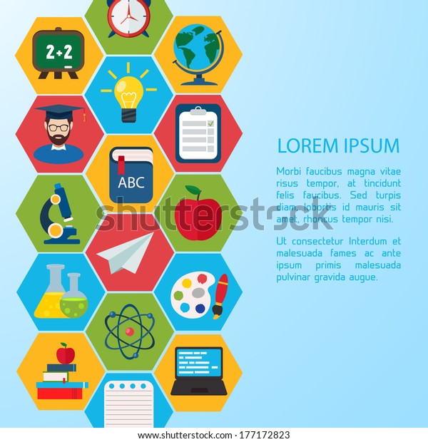 Flat Education Infographic Background Colorful Template Stock Vector ...