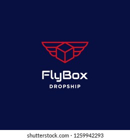 Flat Geometric Monoline Box Wings Air Stock Vector (Royalty Free ...