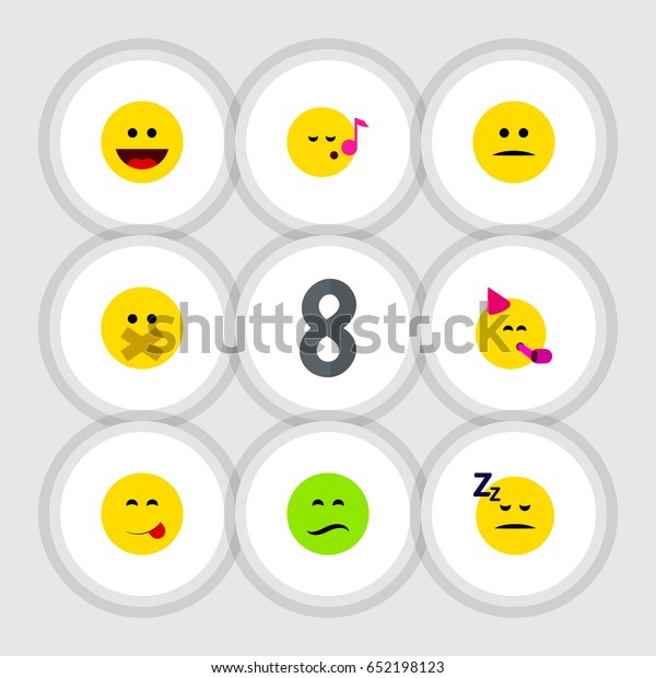 Flat Gesture Set Frown Party Time Stock Vector (Royalty Free) 652198123 ...