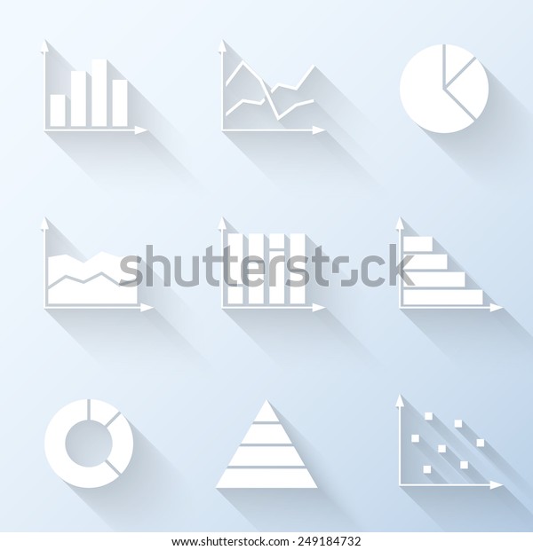 Flat Graph Icons Long Shadows Vector Stock Vector (Royalty Free ...
