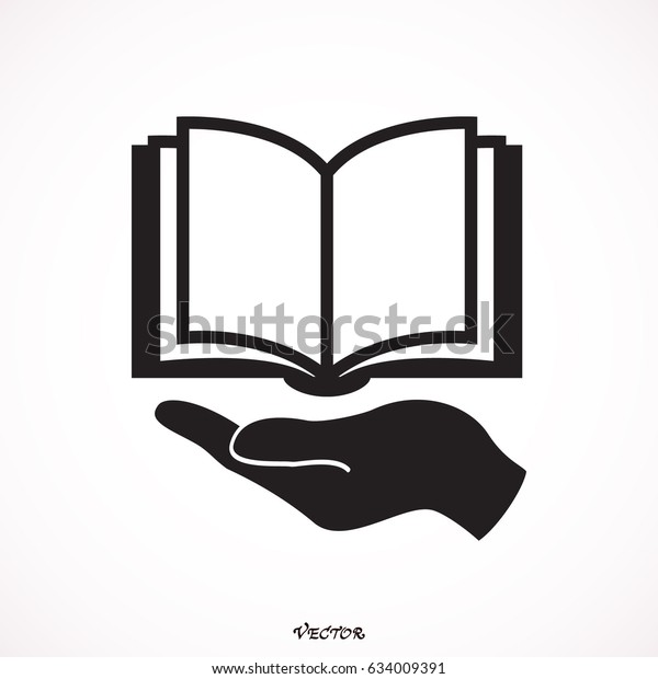 Flat Hand Giving Book Icon Vector 스톡 벡터(로열티 프리) 634009391