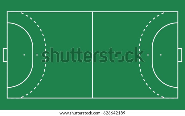 Flaches Handballfeld, grünes Gras mit Linienvorlage.: Stock ...
