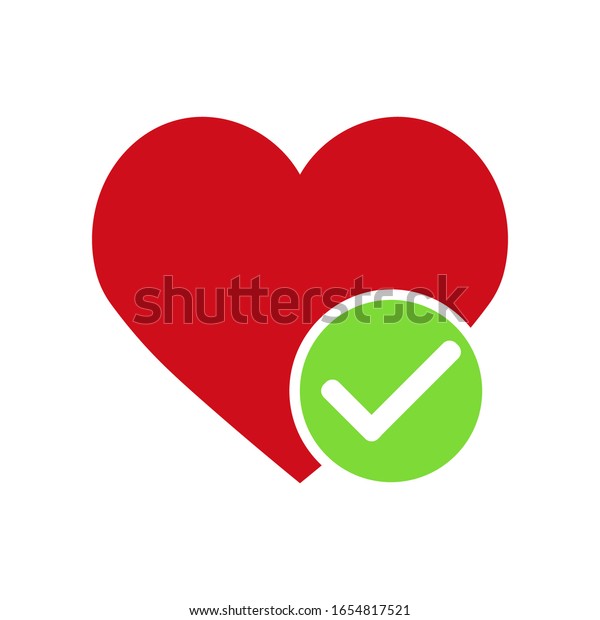 Flat Healthy Heart Checkmark Symbol Health Stock Vector (Royalty Free ...