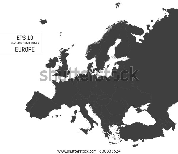 Flat High Detailed Europe Map Divided Stock Vector (Royalty Free) 630833624