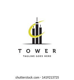 Flat High Tower Building Skyline Logo Stock Vector (Royalty Free ...