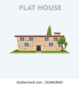 Flat House Cute Cartoon Illustration Design Stock Vector (Royalty Free ...