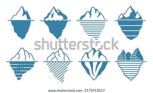 Flat Iceberg Floating Acebergs Underwater Part Stock Vector (Royalty ...