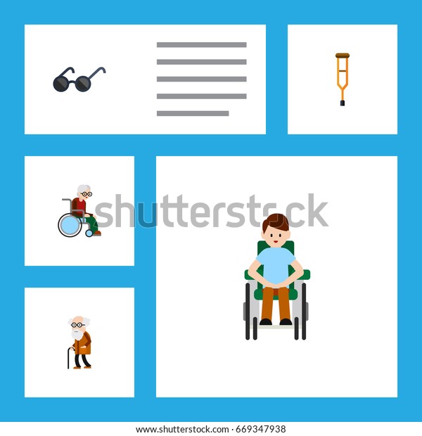 Flat Icon Disabled Set Ancestor Stand Stock Vector (Royalty Free ...