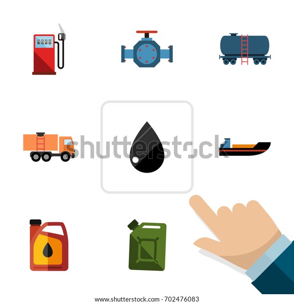 Flat Icon Fuel Set Boat Fuel Stock Vector (Royalty Free) 702476083