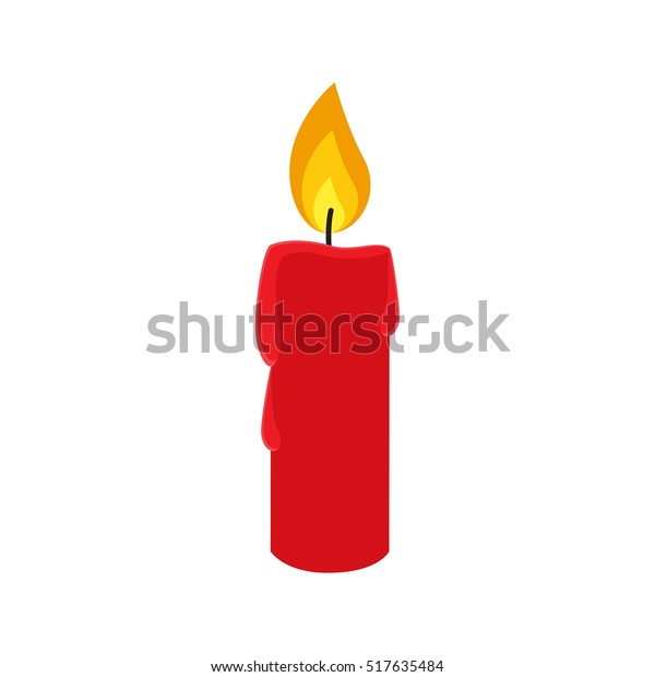 Icône à plat, bougie rouge.Illustration vectorielle. : image ...