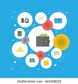 Flat Icons Accounting Teller Machine Bar Stock Vector (Royalty Free ...