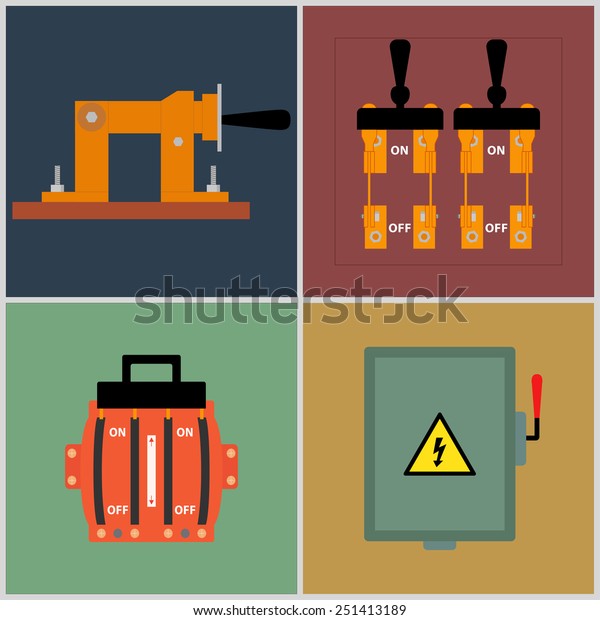 Interruptor de circuito eléctrico con iconos: vector de stock (libre de ...