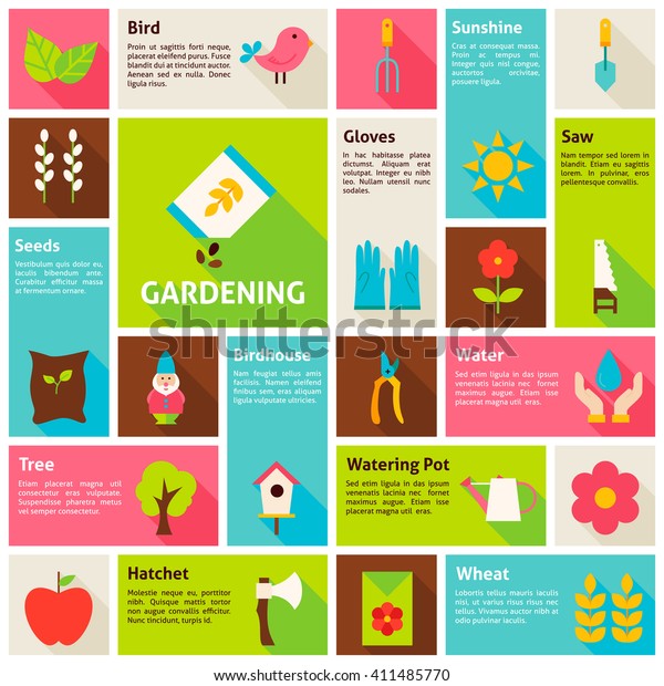 Flat Icons Infographic Spring Gardening Concept Stock Vector (Royalty ...